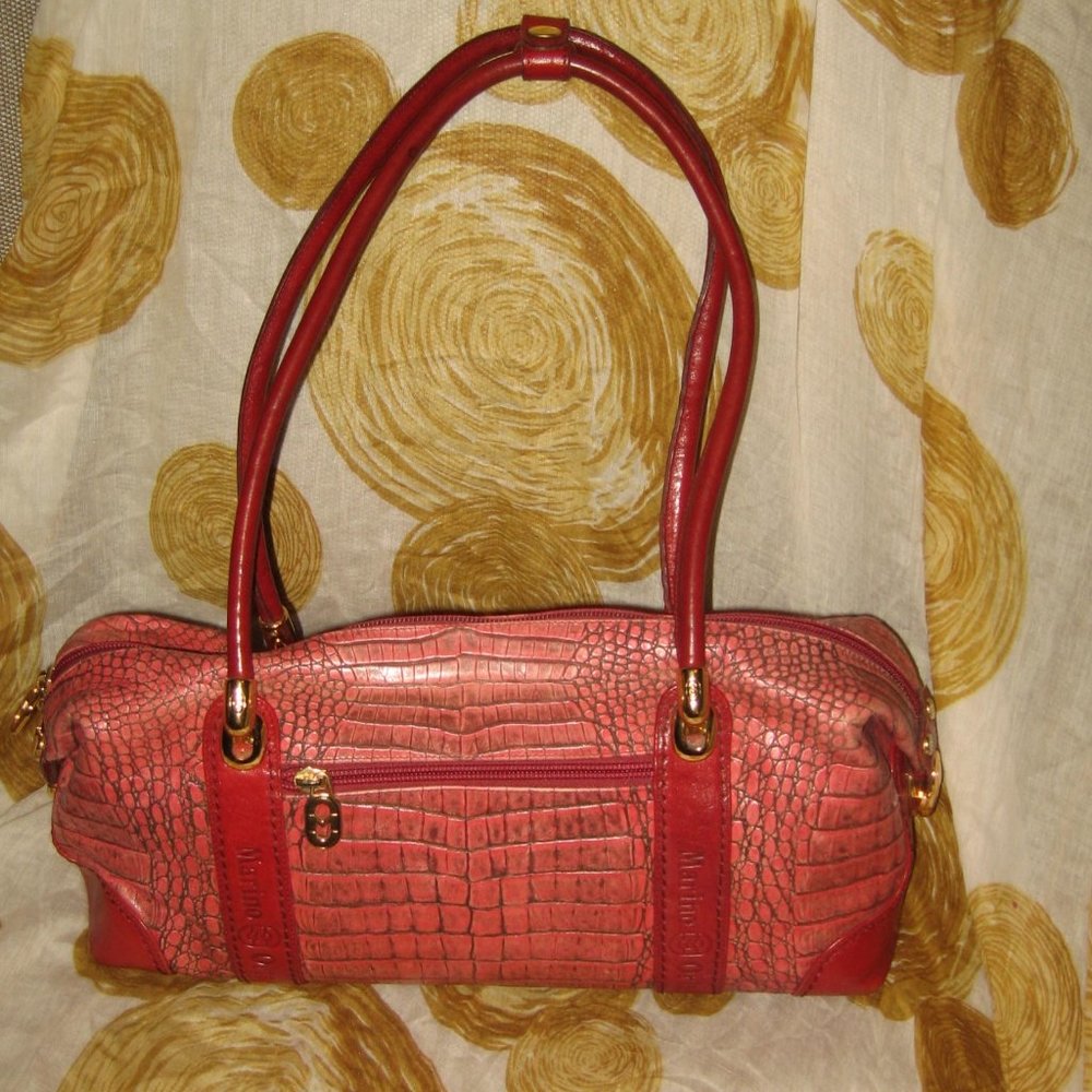Marino Orlandi Red Croc Alligator Print Doctor Bag Sp… - Gem